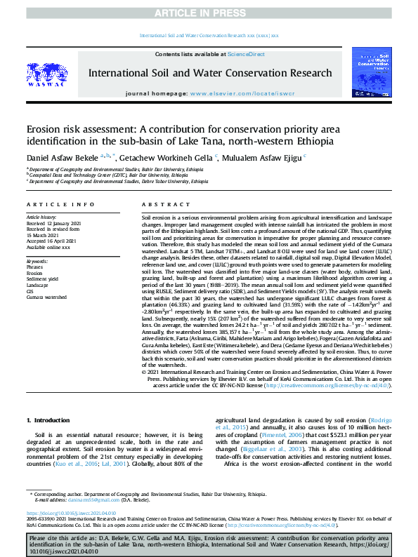 (PDF) Erosion risk assessment: A contribution for conservation priority ...