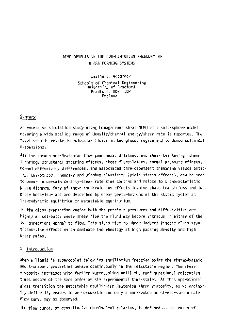 (PDF) Developments in the non-newtonian rheology of glass forming ...