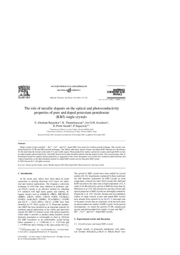 (PDF) The role of metallic dopants on the optical and photoconductivity ...
