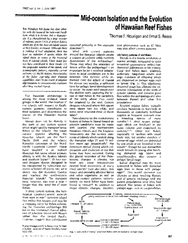 (PDF) Mid-ocean isolation and the evolution of Hawaiian reef fishes