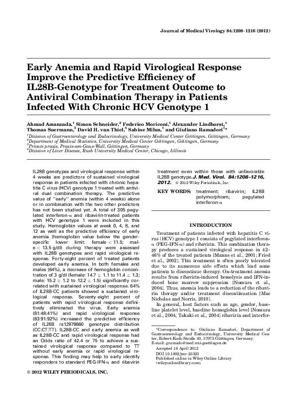 (PDF) Early anemia and rapid virological response improve the ...