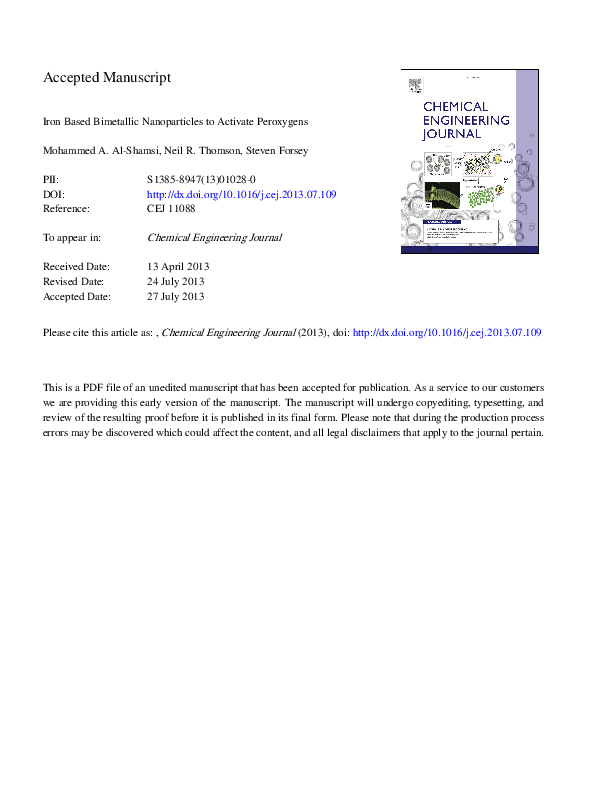 (PDF) Iron based bimetallic nanoparticles to activate peroxygens ...