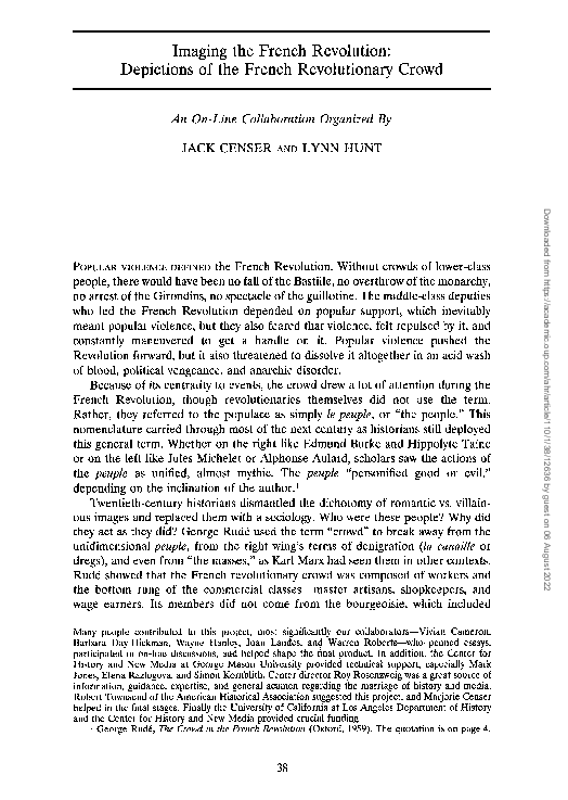 (PDF) Imaging the French Revolution: Depictions of the French ...