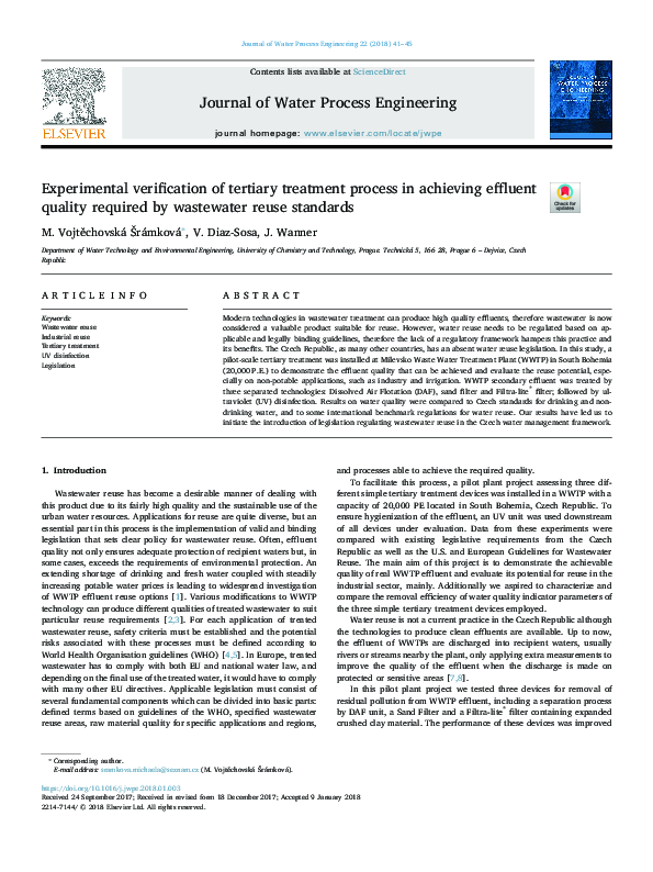 (PDF) Experimental verification of tertiary treatment process in ...