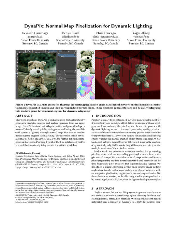 (PDF) DynaPix: Normal Map Pixelization for Dynamic Lighting | Denys Iliash - Academia.edu