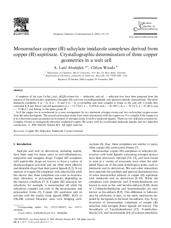 (PDF) Mononuclear copper (II) salicylate imidazole complexes derived ...