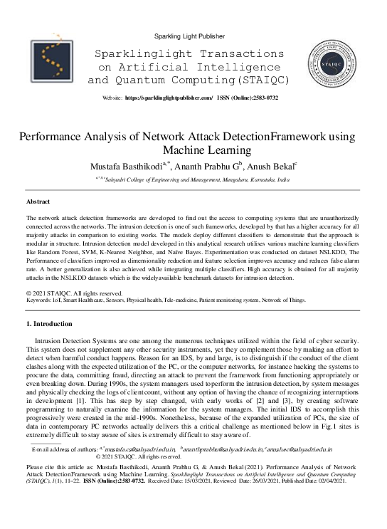 (PDF) Performance Analysis of Network Attack Detection Framework using ...