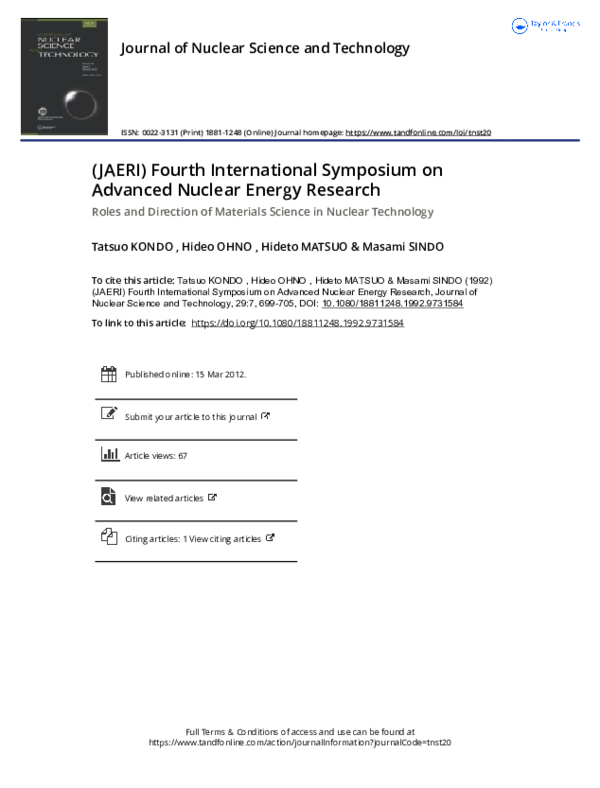 (PDF) (JAERI) Fourth International Symposium on Advanced Nuclear Energy Research