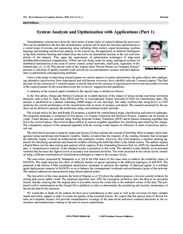 (PDF) System Analysis and Optimization with Applications (Part 1)