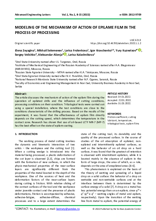 (PDF) Modeling of the Mechanism of Action of Epilame Film in the ...