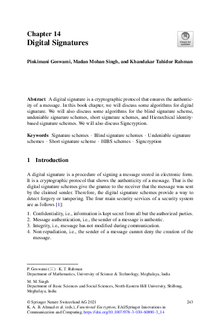 (PDF) Digital Signatures