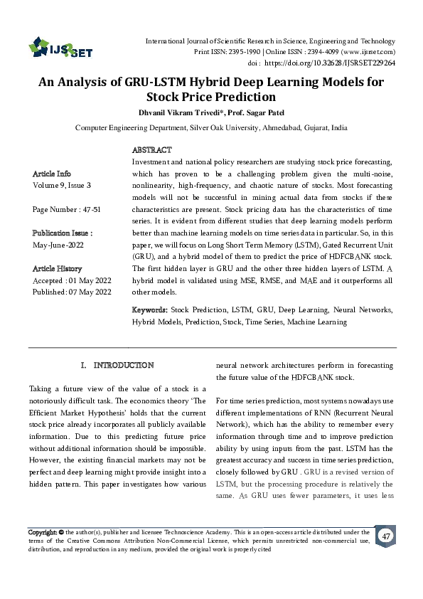 Pdf An Analysis Of Gru Lstm Hybrid Deep Learning Models For Stock