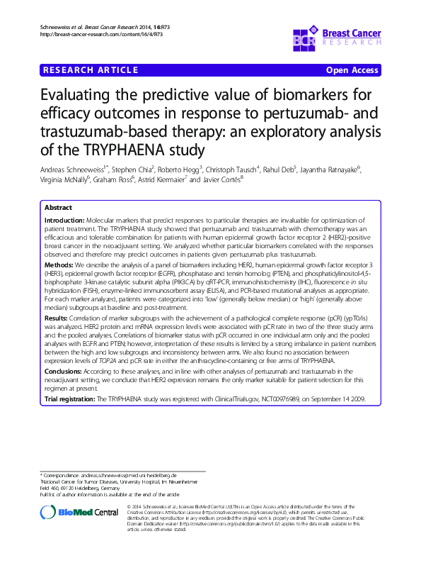 (PDF) Evaluating the predictive value of biomarkers for efficacy ...