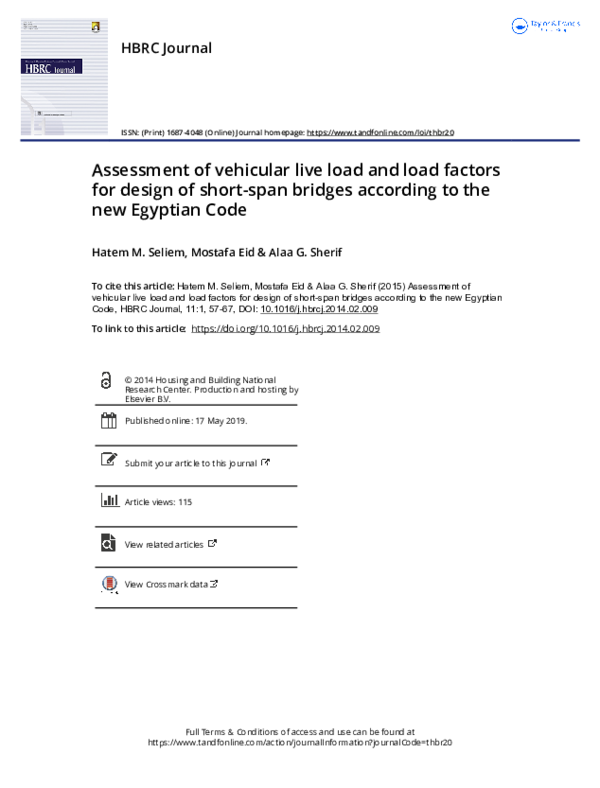 (PDF) Assessment of vehicular live load and load factors for design of ...