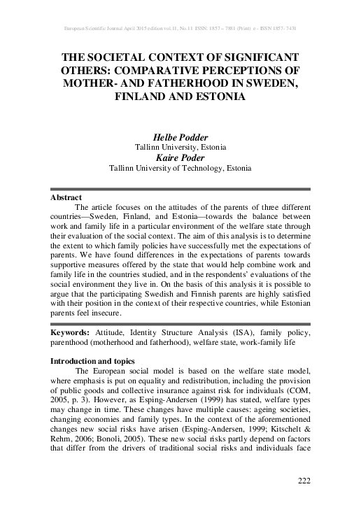 (PDF) The Societal Context of Significant Others: Comparative ...
