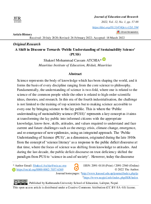 (PDF) A Shift in Discourse Towards ‘Public Understanding of ...