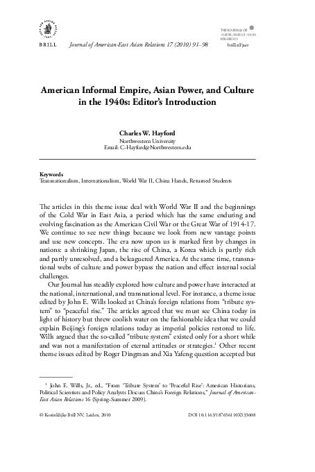 (PDF) American Informal Empire, Asian Power, and Culture in the 1940s ...