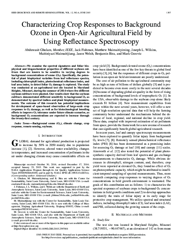 (PDF) Characterizing Crop Responses to Background Ozone in Open-Air ...