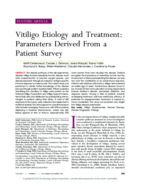 (PDF) Vitiligo Etiology and Treatment