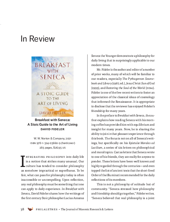 (PDF) Book review of Breakfast with Seneca by David Fideler