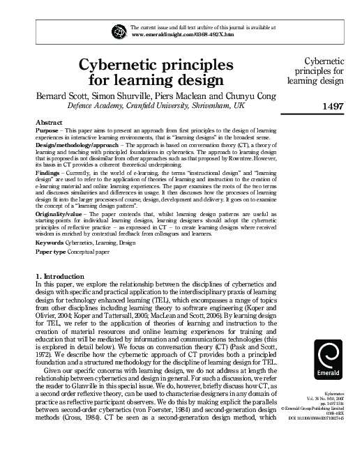 (PDF) Cybernetic principles for learning design