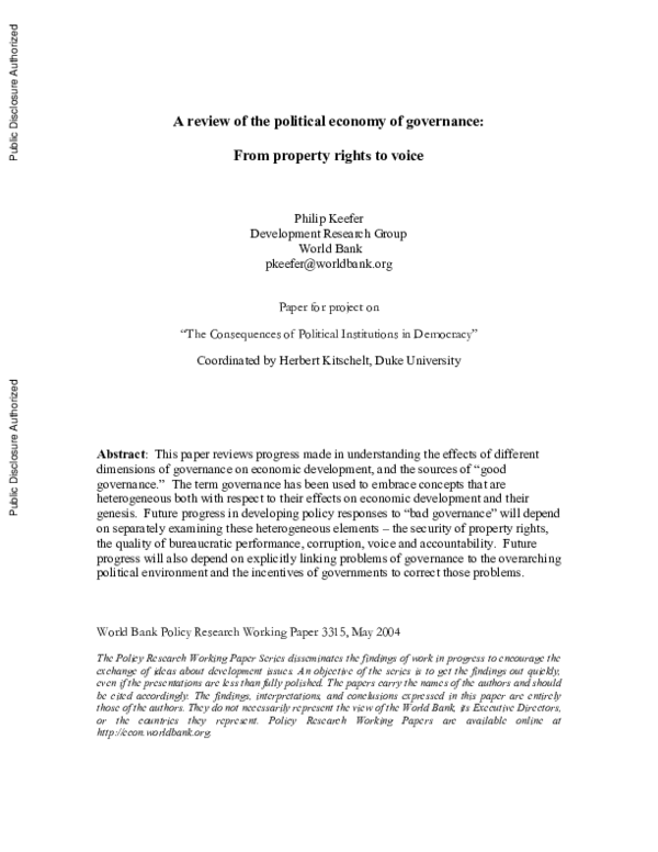 (PDF) Coordinated by Herbert Kitschelt, Duke University | Philip Keefer ...