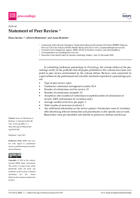 (PDF) Statement of Peer Review