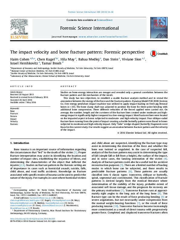 (PDF) The impact velocity and bone fracture pattern: Forensic perspective