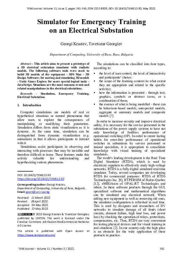 (PDF) Simulator for Emergency Training on an Electrical Substation