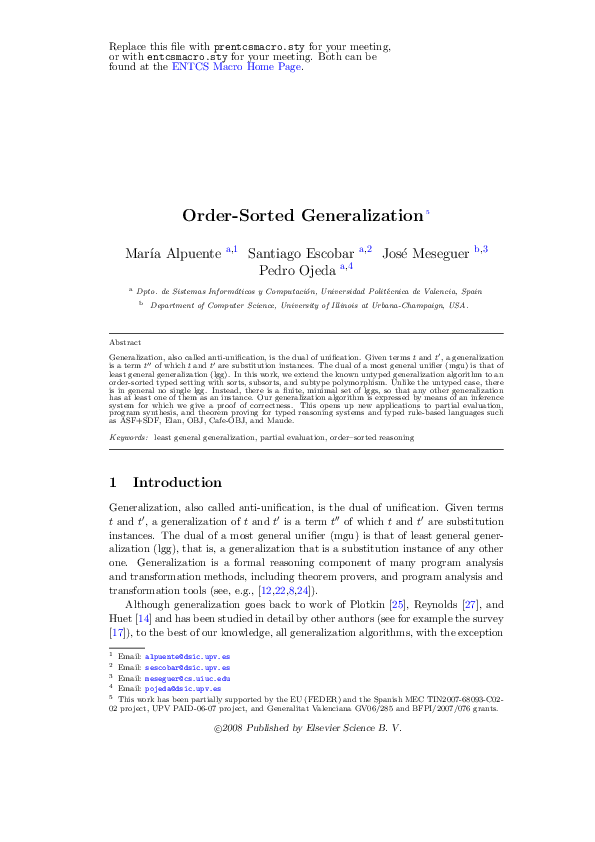 (PDF) Order-Sorted Generalization