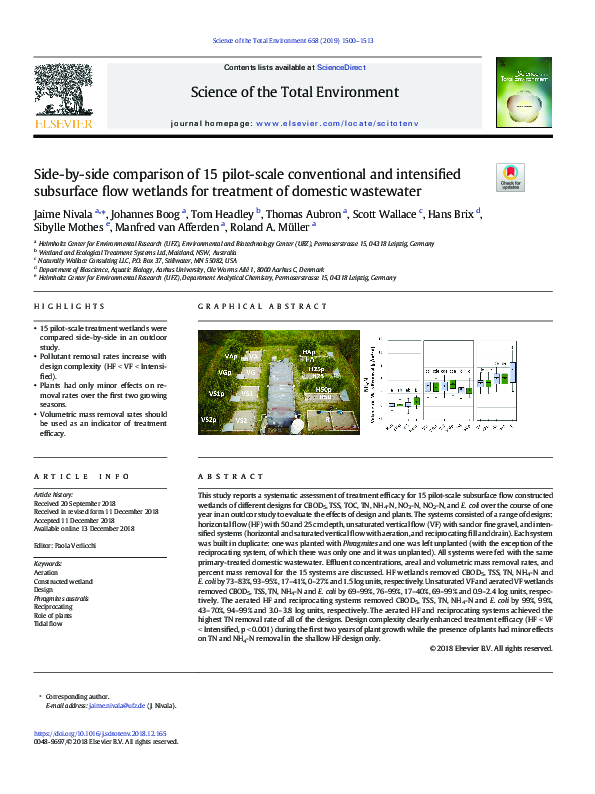 (PDF) Side-by-side comparison of 15 pilot-scale conventional and ...