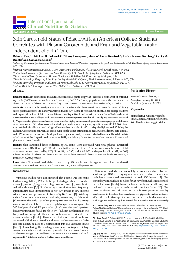 (PDF) Skin Carotenoid Status of Black/African American College Students ...
