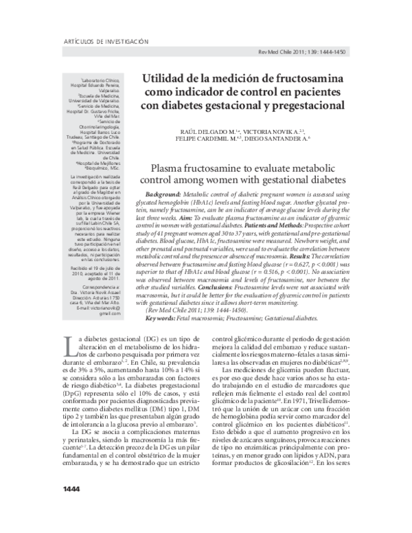 (PDF) Utilidad de la medición de fructosamina como indicador de control ...