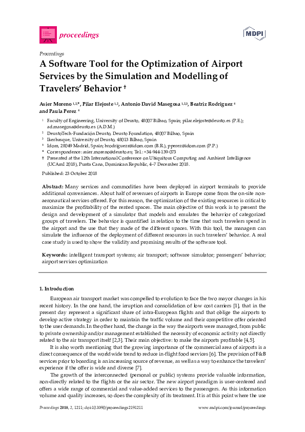 (PDF) A Software Tool for the Optimization of Airport Services by the Simulation and Modelling ...