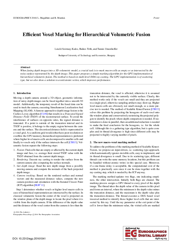 Pdf Efficient Voxel Marking For Hierarchical Volumetric Fusion Tamás Umenhoffer 