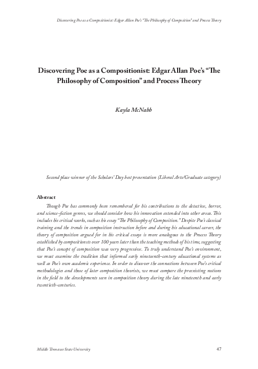 (PDF) Discovering Poe as a Compositionist: Edgar Allan Poe’s “The Philosophy of Composition” and ...