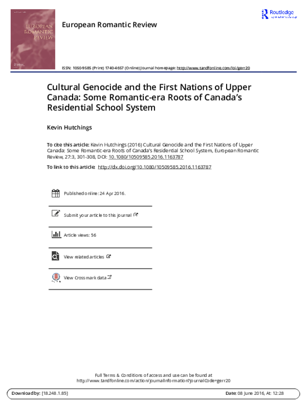 (PDF) Cultural Genocide and the First Nations of Upper Canada: Some ...