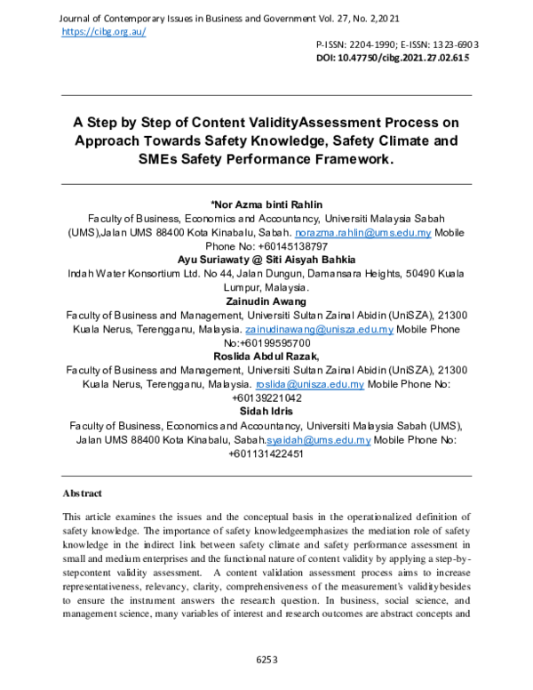 (PDF) A Step by Step of Content ValidityAssessment Process on Approach ...
