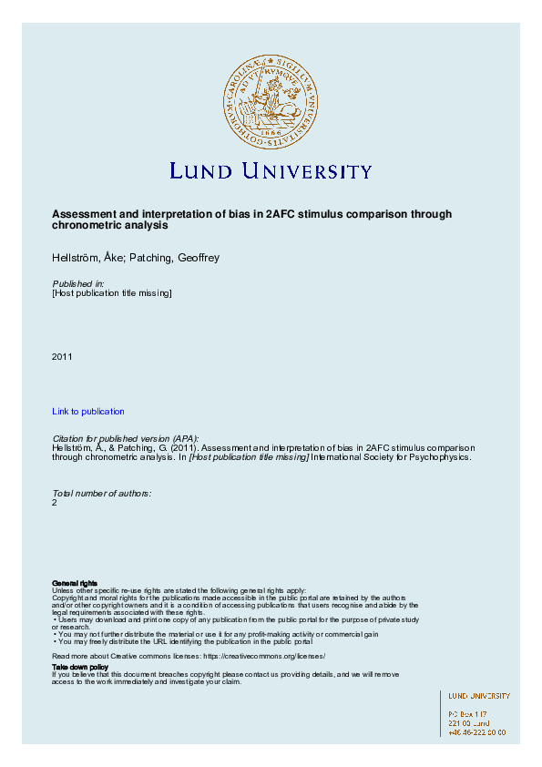 (PDF) 2AFC Stimulus Comparison Through Chronometric Analysis