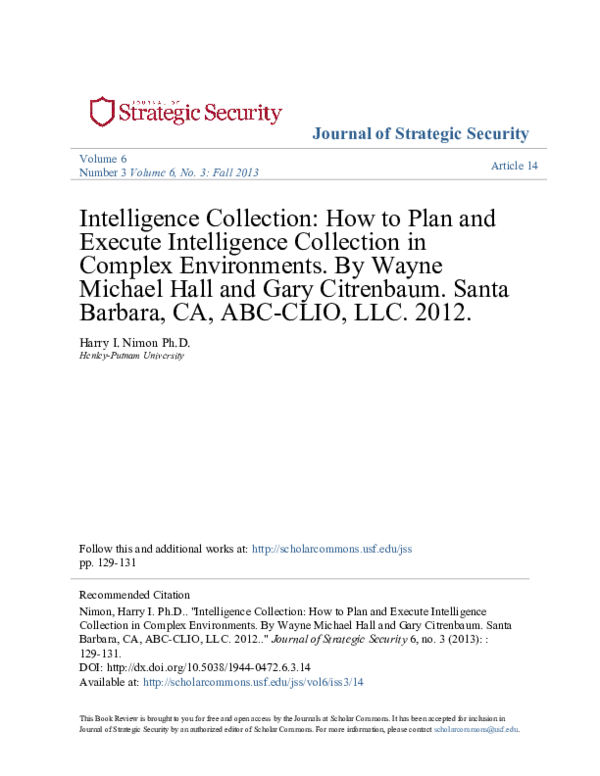 (PDF) Intelligence Collection: How to Plan and Execute Intelligence ...