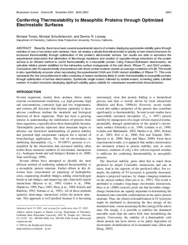 (PDF) Conferring Thermostability to Mesophilic Proteins through ...