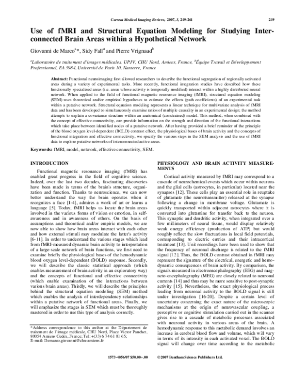 (PDF) fMRI and SEM in Brain Network Analysis