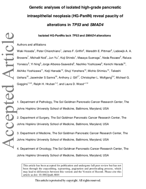 (PDF) Genetic analyses of isolated high-grade pancreatic ...