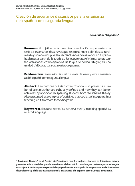 (PDF) Creación de escenarios discursivos para la enseñanza del español como segunda lengua