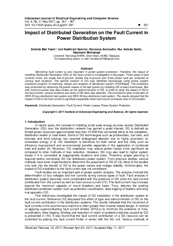 (PDF) Impact of Distributed Generation on the Fault Current in Power ... (PDF) Impact of Distributed Generation on the Fault Current in Power ...