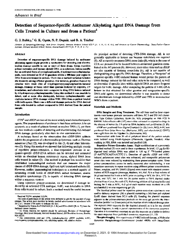 (PDF) Detection of sequence-specific antitumor alkylating agent DNA ...