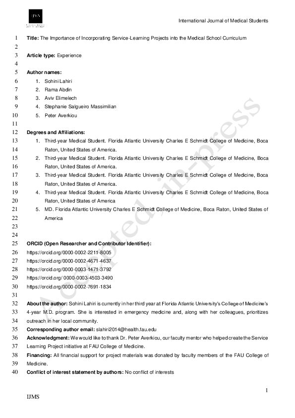 (PDF) The Importance of Incorporating Service-Learning Projects into ...