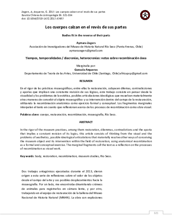 (PDF) Los cuerpos calzan en el revés de sus partes