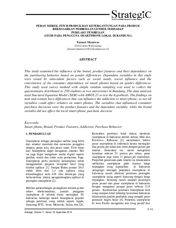 (PDF) Peran Merek, Fitur Produk Dan Ketergantungan Pada Produk ...