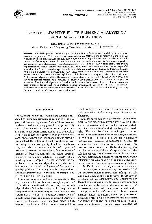 Pdf Parallel Adaptive Finite Element Analysis Of Large Scale Structures